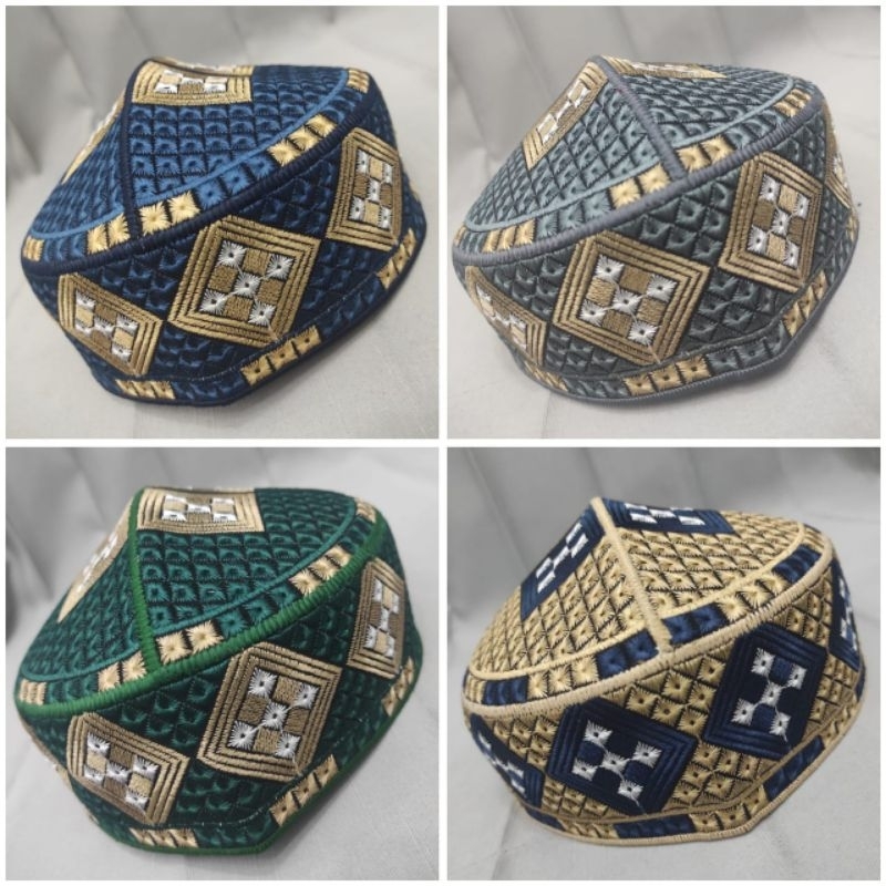 PAKISTAN PECI FULL EMBROIDERED KOPIAH PAKISTAN OVAIS SONGKOK PAKISTAN ...
