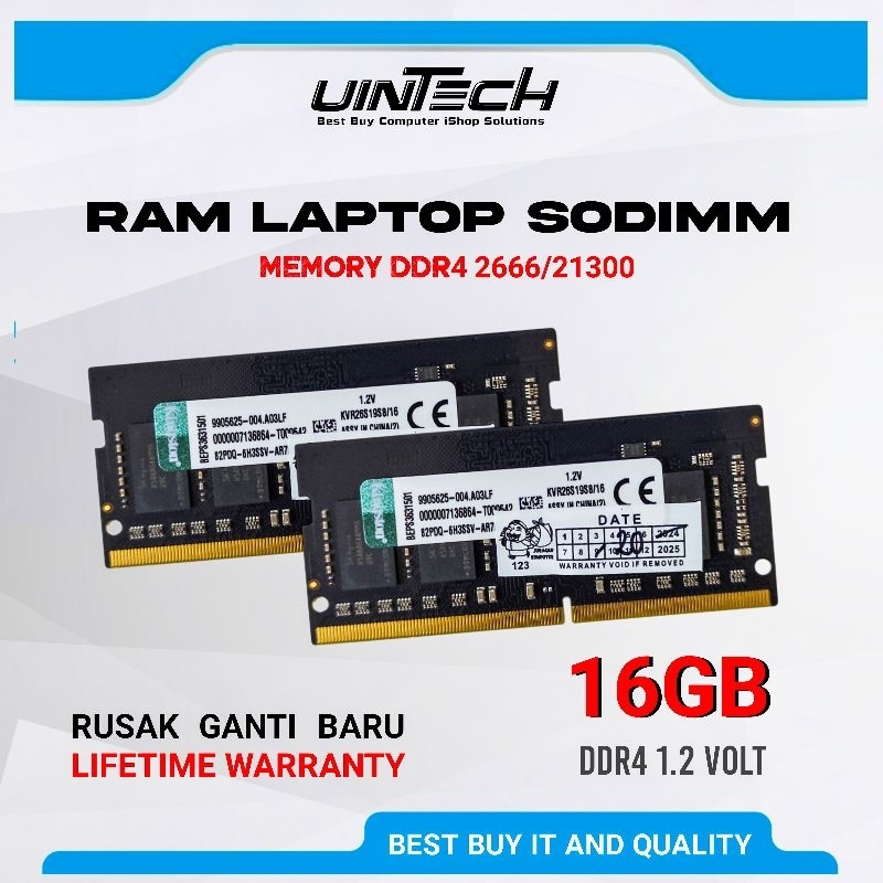 Sodimm DDR4 Laptop Memory RAM 16GB 2666MHZ/2300 1.2V KINGSTON | Shopee ...