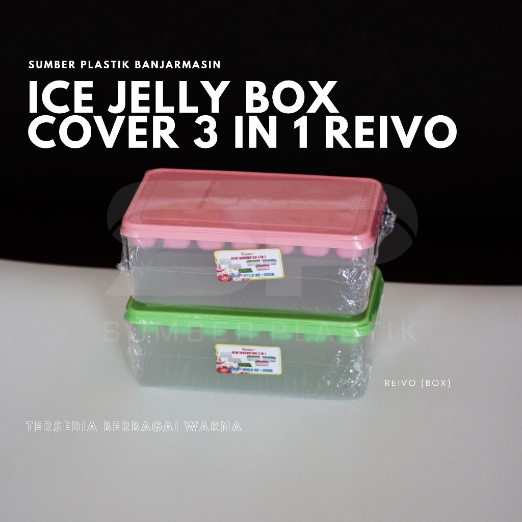 Ice Jelly Box Cover 3 in 1 Reivo Ice Cube Mold with Ice Tray Cube Maker ...