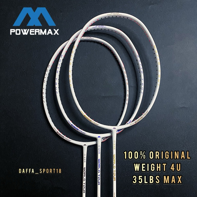 Powermax WORLD TOUR ORIGINAL 35LBS BADMINTON RACKET READY TO USE ...
