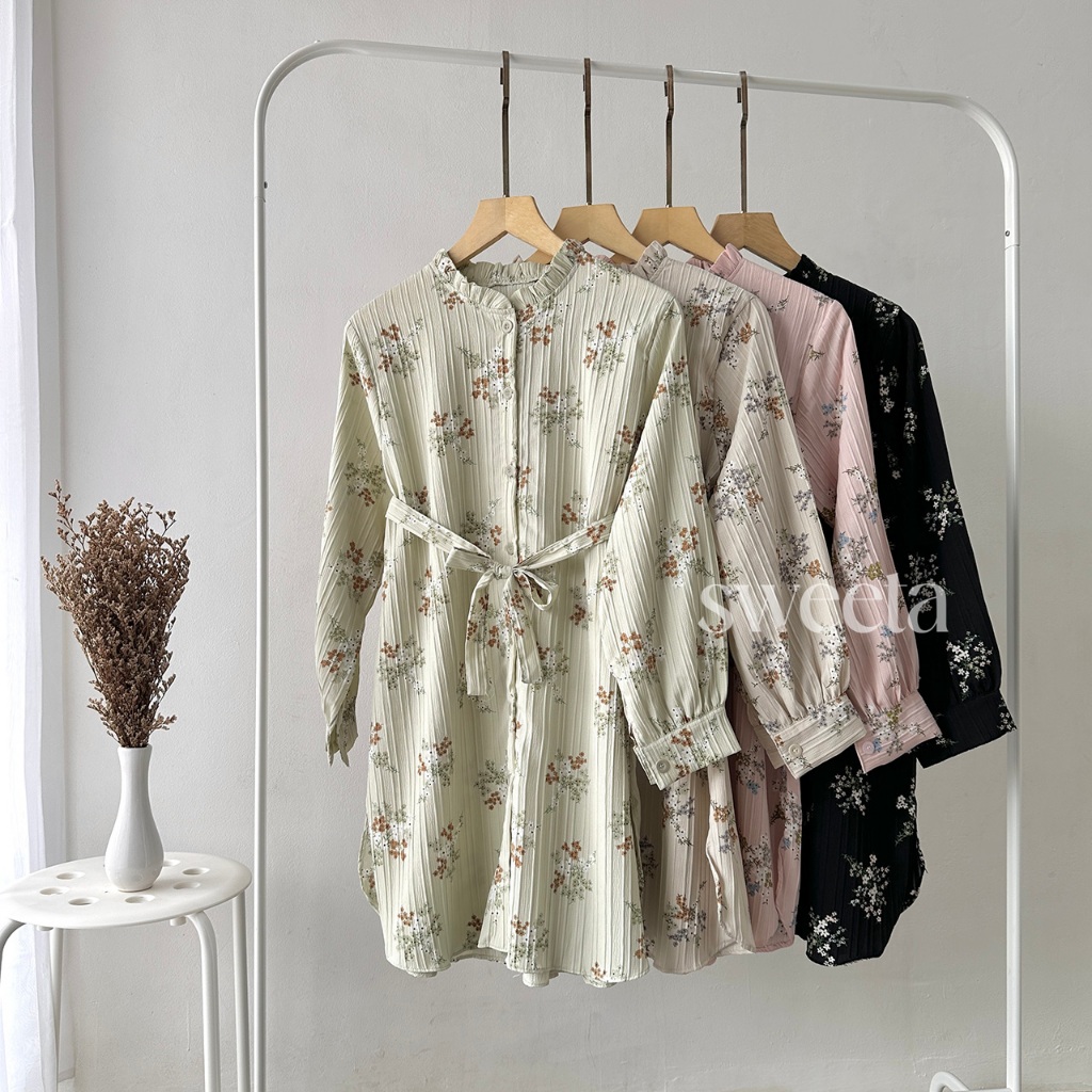 Sweeta | Flower Motif Tie Button Tunic | Ld 110cm | Lady Sofia | Korean ...