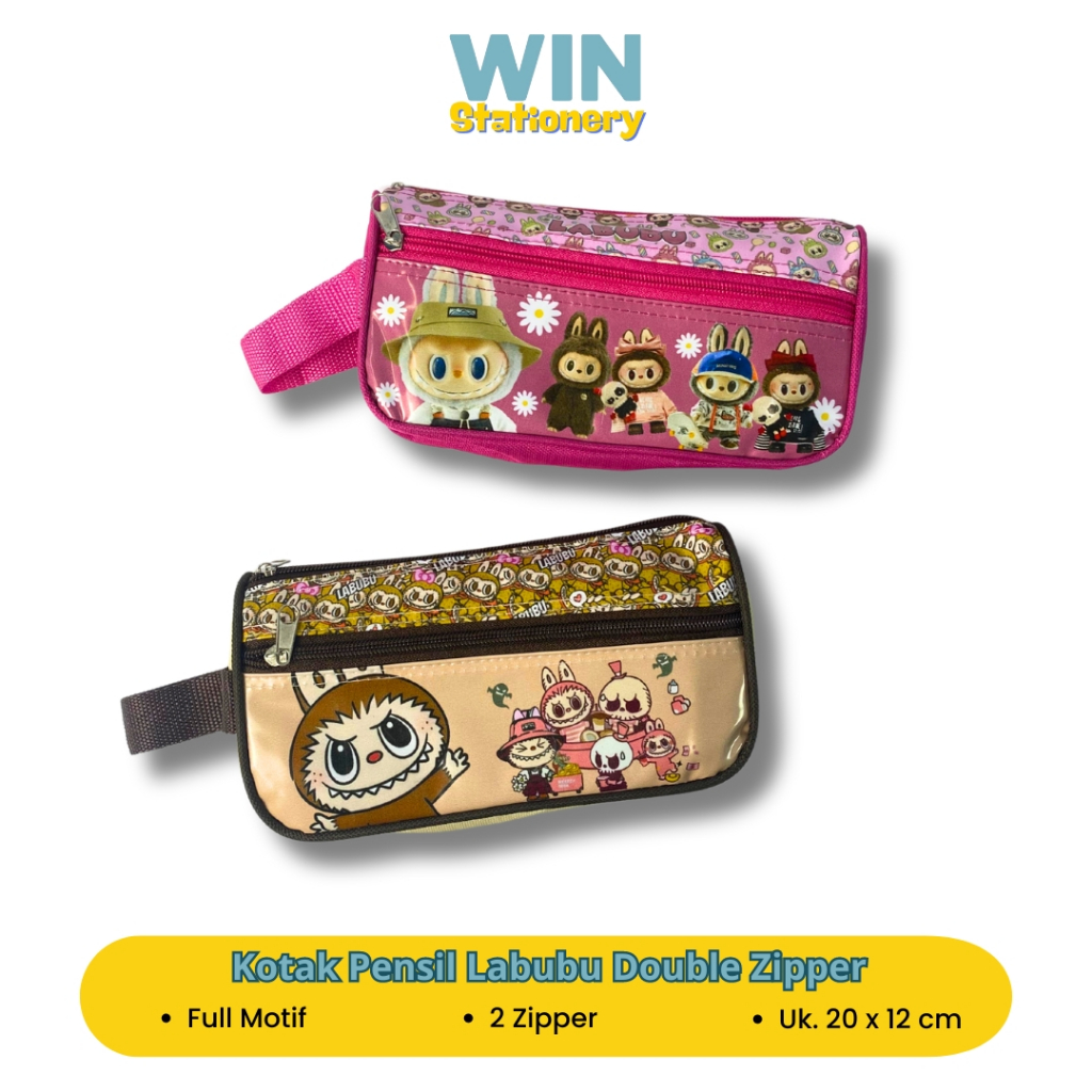 Labubu Character Pencil Case Double Zipper School Stationery Box ...