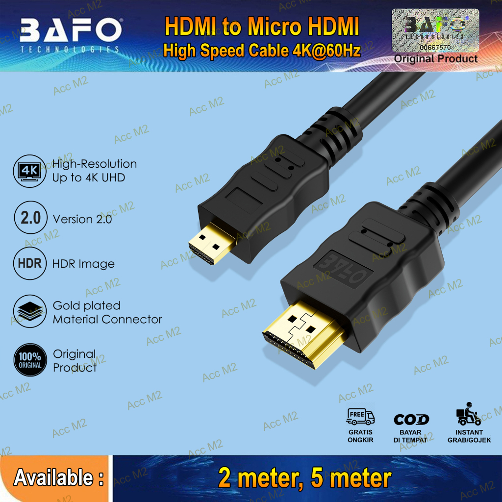 Bafo Micro HDMI Male to HDMI Male Cable 2m, 5m BAFO | Shopee Malaysia