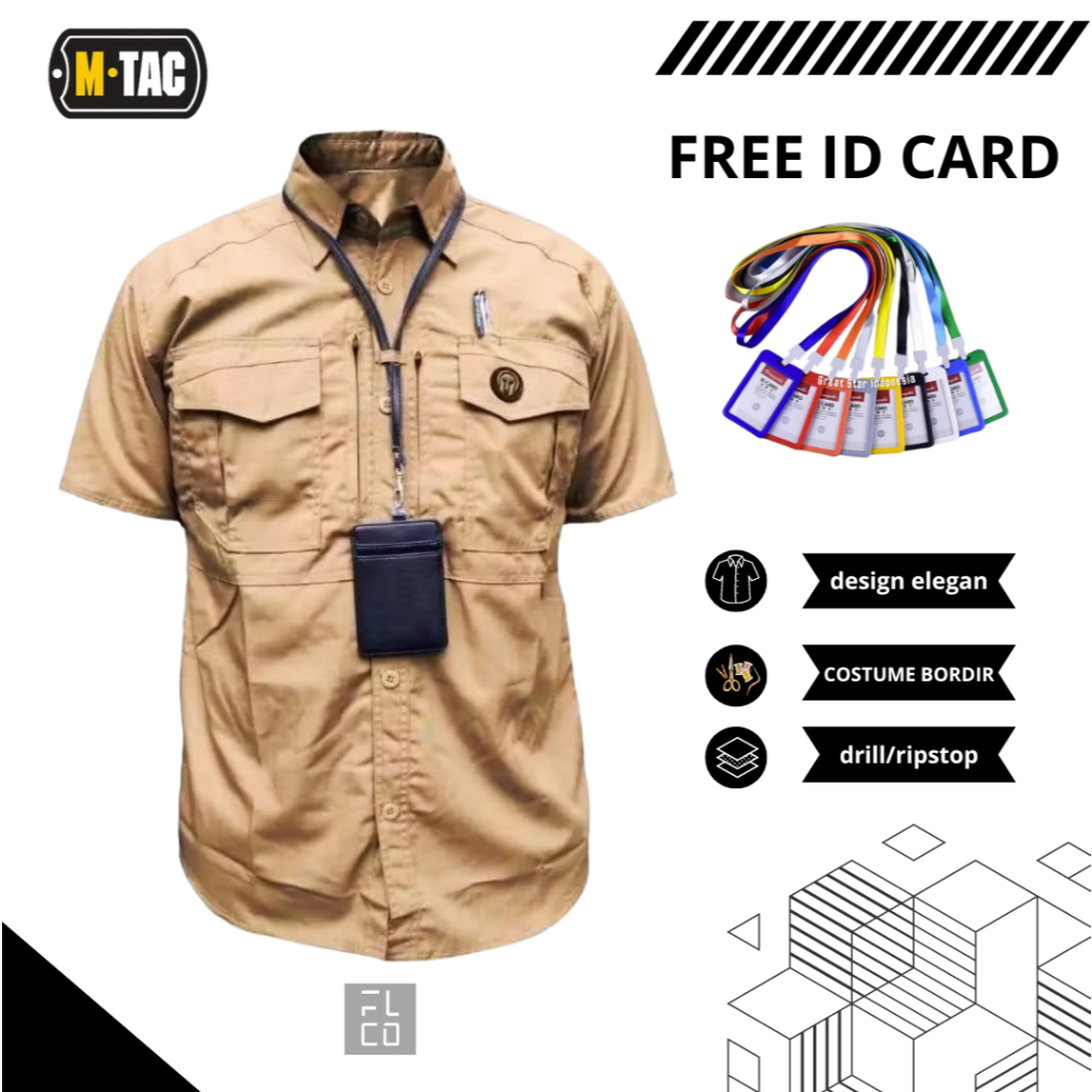 KEMEJA Free ID CARD TACTICAL Shirt ORIGINAL M-TAC Short Sleeve Men TACTICAL OUTDOOR Work Shirt ...