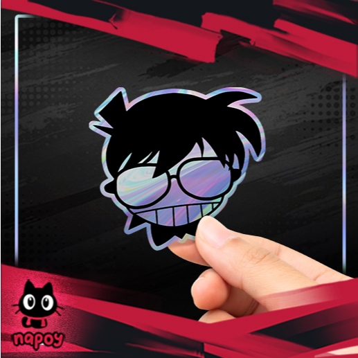 Hologram Anime Detective Conan Head Black White Sticker | Shopee Malaysia
