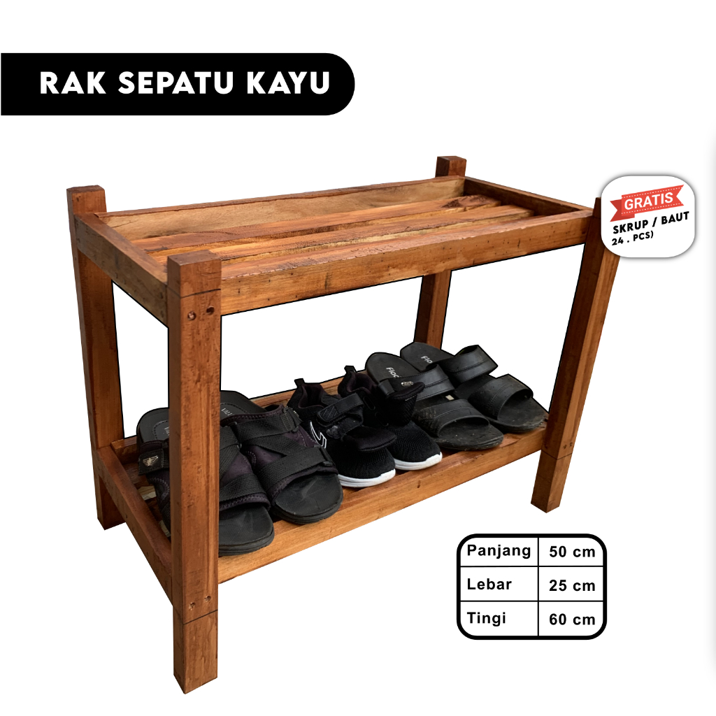 KAYU Wooden Shoe Rack/Sandal Rack/aesthetic mimalis Multipurpose Rack ...