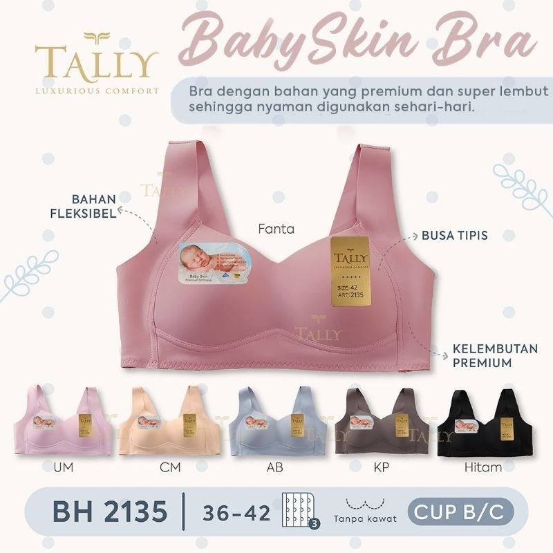 Tally 2135 | Seamless Tally Bra Wireless Thin Foam 3-hook Baby Skin ...