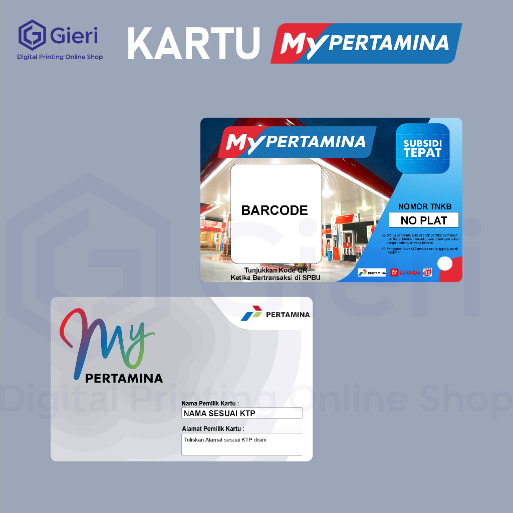 GIERI - MY PERTAMINA Subsidy Fuel ID Card / UV PRINT ID CARD | Shopee ...