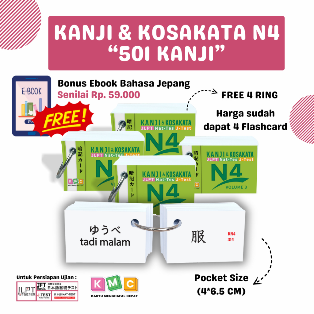 Flash cards Kanji Vocabulary JLPT N4 501 Kotoba Japanese | Shopee Malaysia