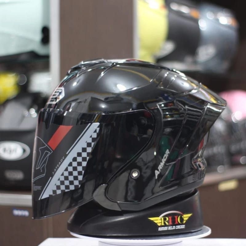 Original Js Armor Solid Black glossy helmet | Shopee Malaysia