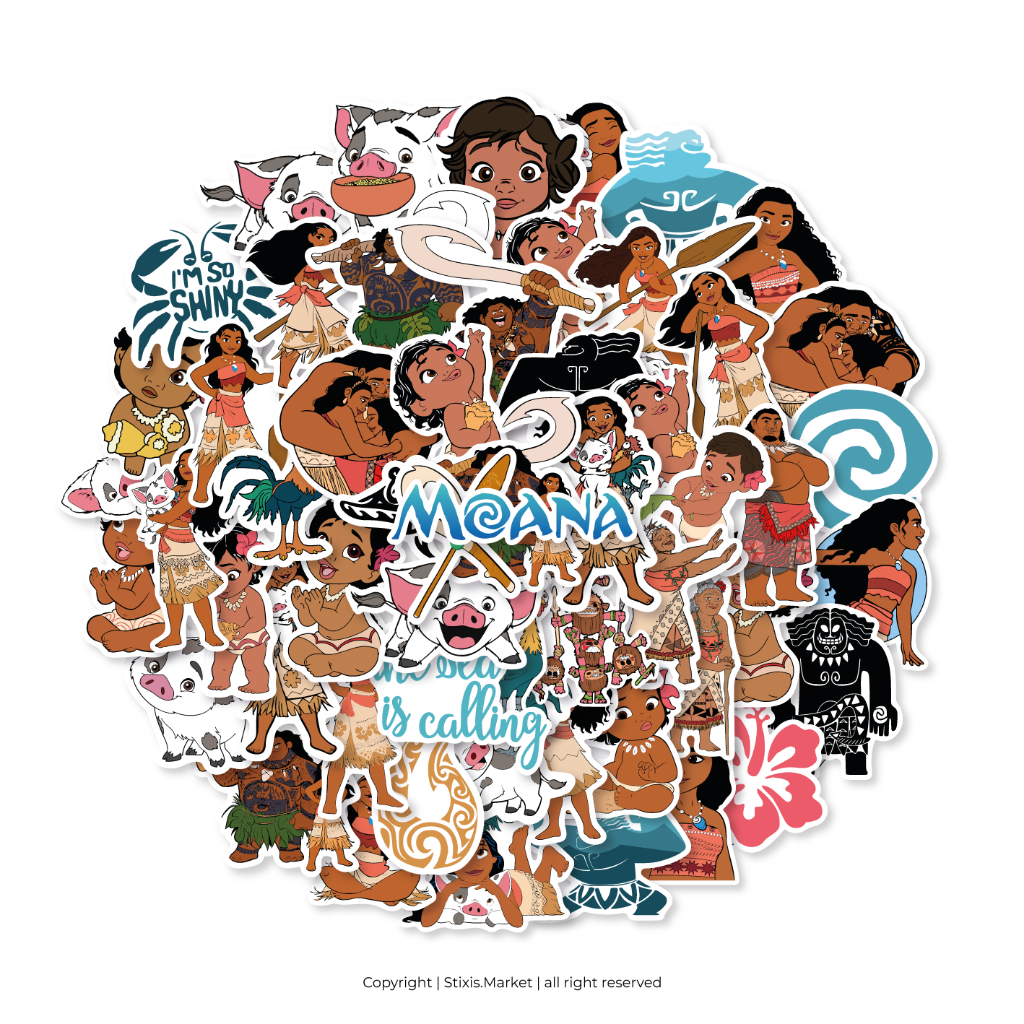 [READY] Sticker PACK | Cartoon MOANA | 50 PCS | Kisscut | Waterproff ...