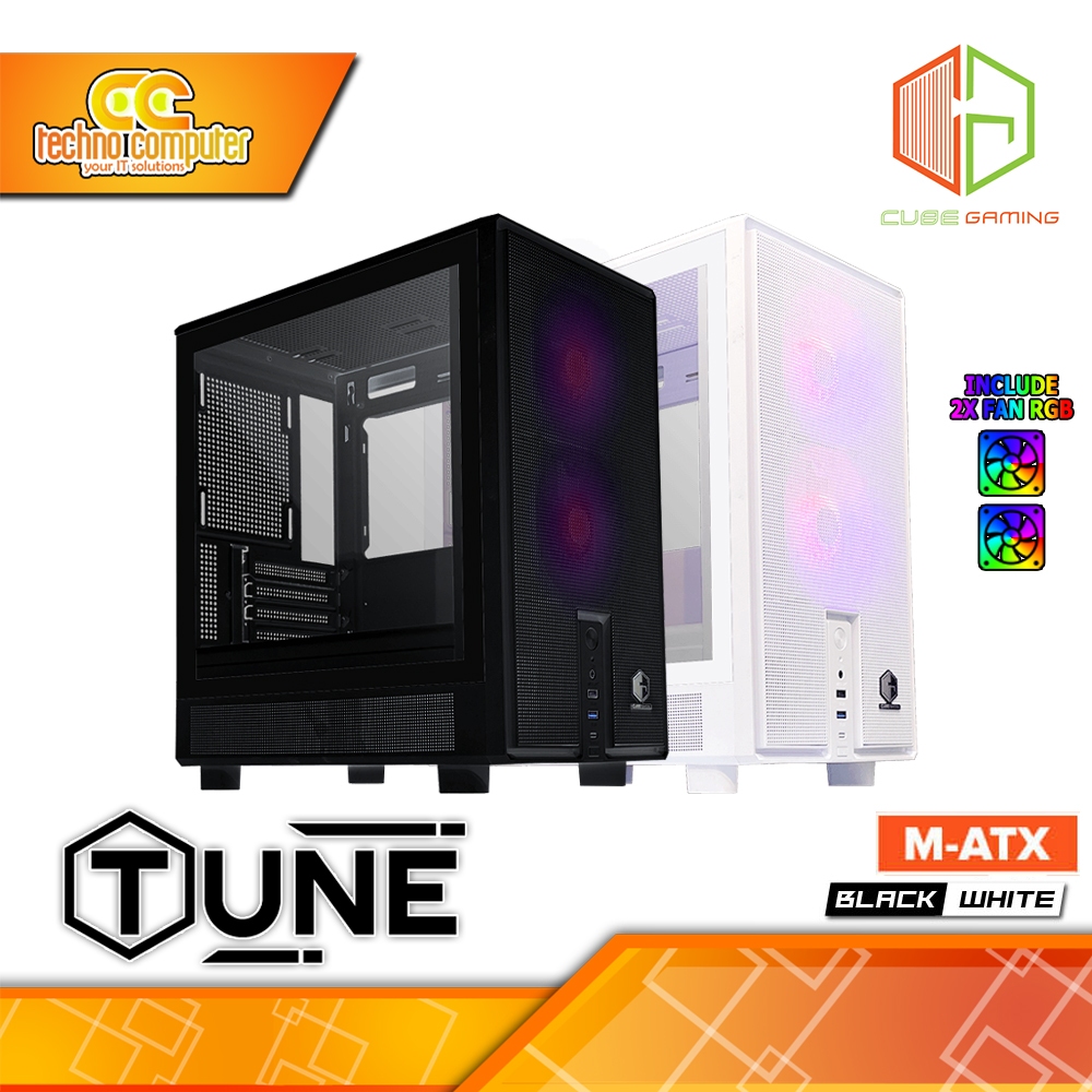 Tune GAMING CUBE CASING - Mid Tower mATX Case Tempered Glass (Free 2x ...