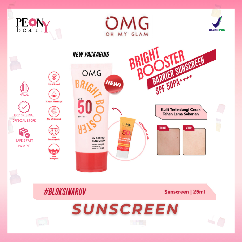 Omg Oh My Glow Bright Booster UV Barrier Sunscreen SPF 50 PA++++ - For ...