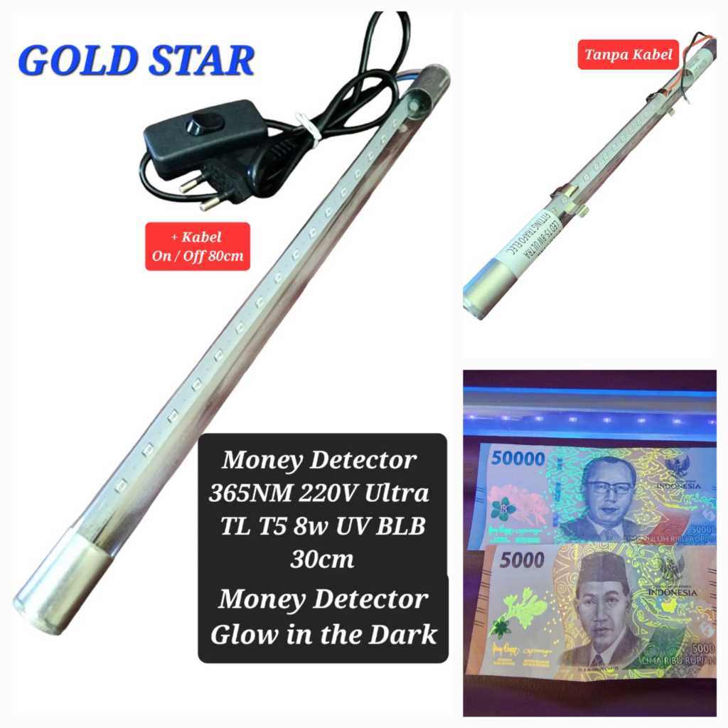 TL LED T5 8W Ultraviolet BLB Lamp Check Money 365NM UV Tube / Glow in the Dark Gold Star 30cm ...