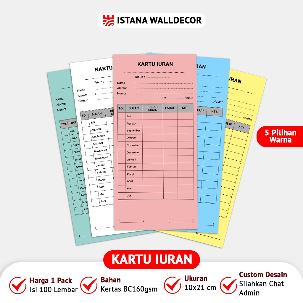(100 Pcs) Contribution Cards / Citizen Contribution Cards / Monthly ...