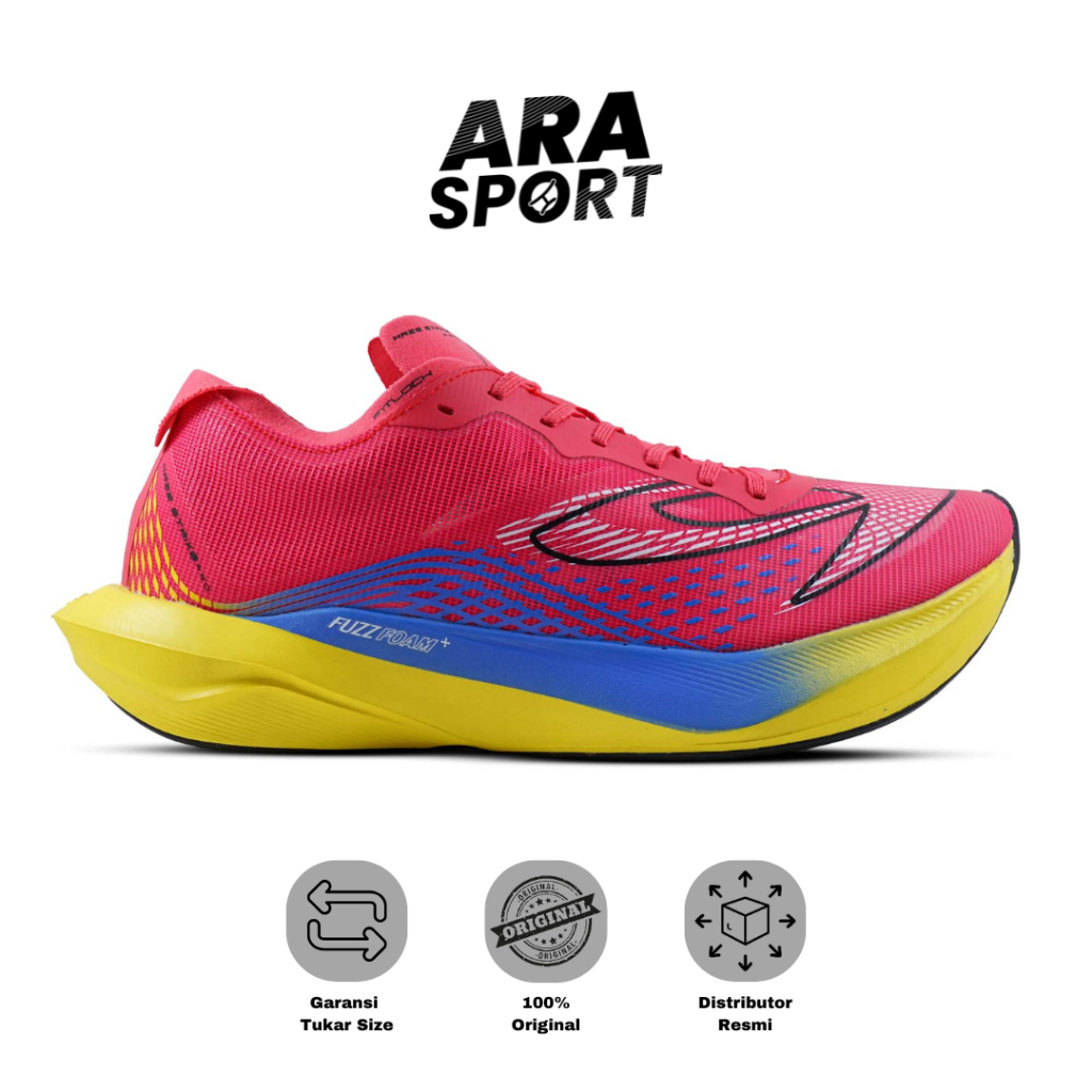 MERAH Original HAZE STRIKE PRO 910 RUNNING SHOES - PINK/YELLOW/BLUE ...