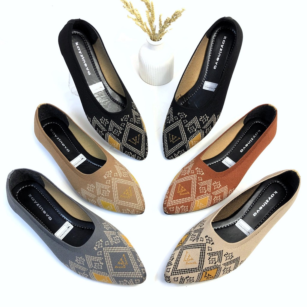 Kayzineva Women's Premium Knitted Flat Shoes with Batik Motif DD20 ...