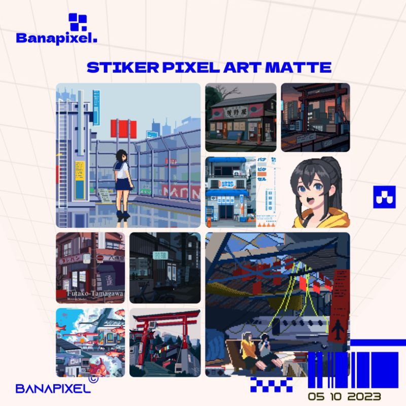 Matte Lamination Aesthetic Pixel Art Stickers | Pixel Art Design by ...