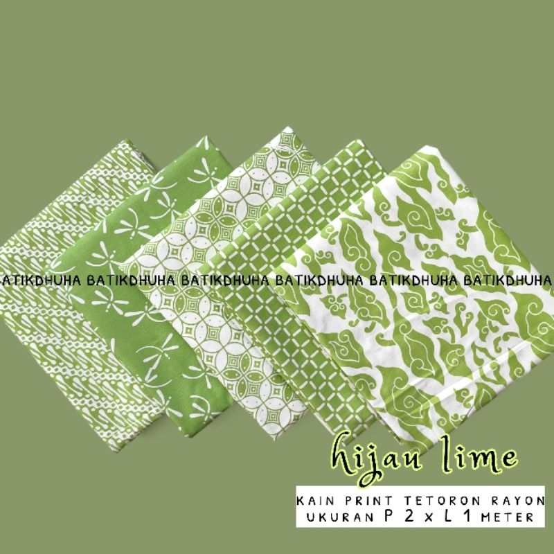 HIJAU Tetoron rayon printed batik cloth in lime green | Shopee Malaysia