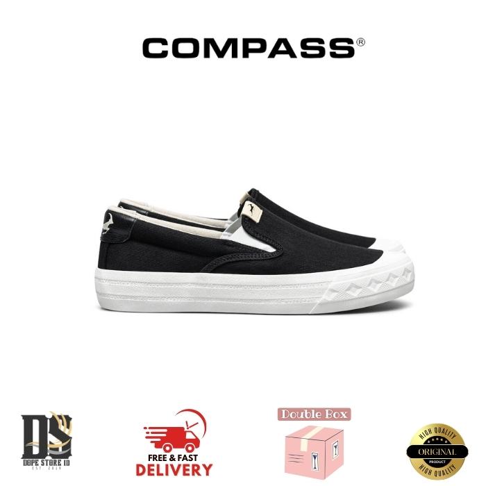 Compass Retrograde Slip On Herringbone Black / White | Shopee Malaysia