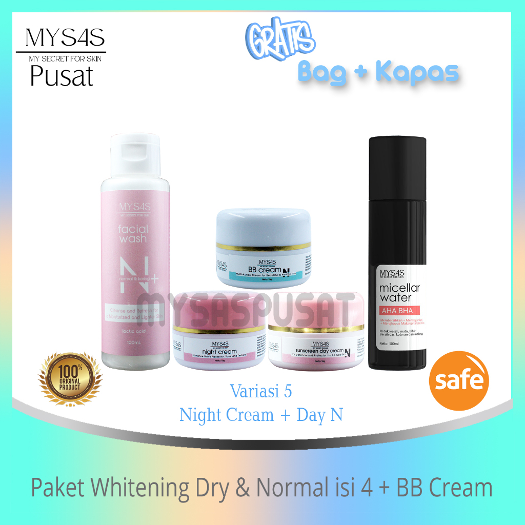 Mysas skincare whitening dry & normal package contains 4 + BB Cream N ...