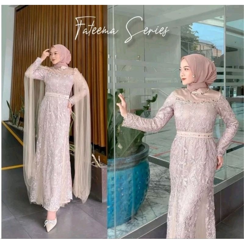 7 In One Dress Fateema l Brocade Gamis for Youth Invitation Party Viral ...