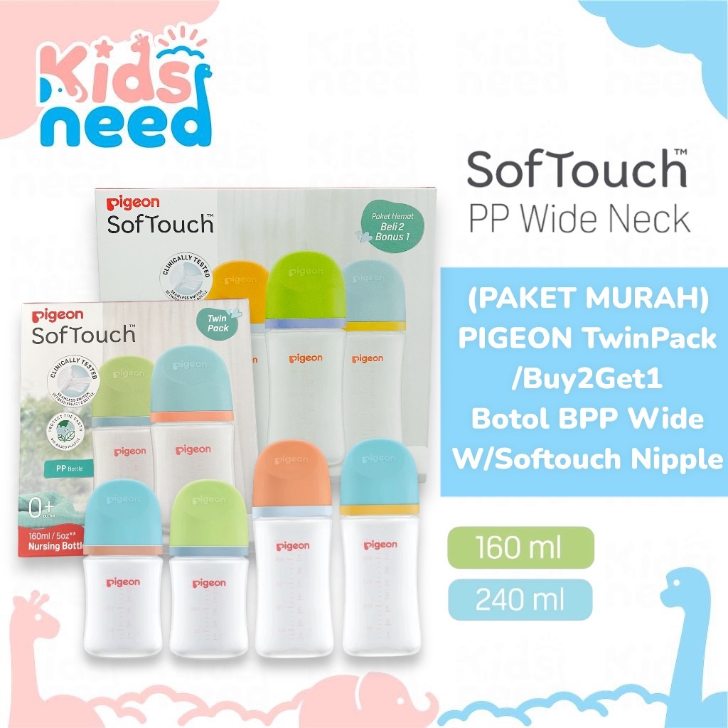 Pigeon GEN 3 TWINPACK / BUY 2 GET 1 Bottle BPP Wide Neck W/Softouch Nipple 160ML 240ML | Shopee ...
