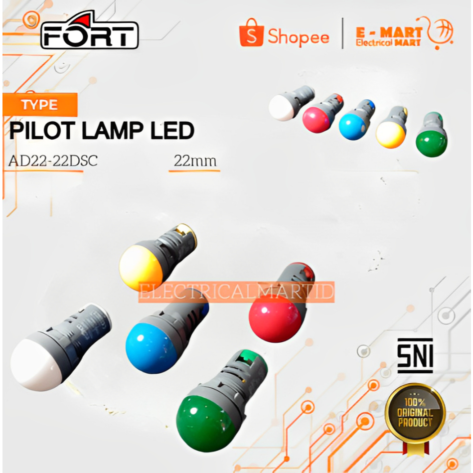 MERAH HIJAU LED Pilot Lamp ROUND RED YELLOW GREEN BLUE WHITE 22mm 220V ...