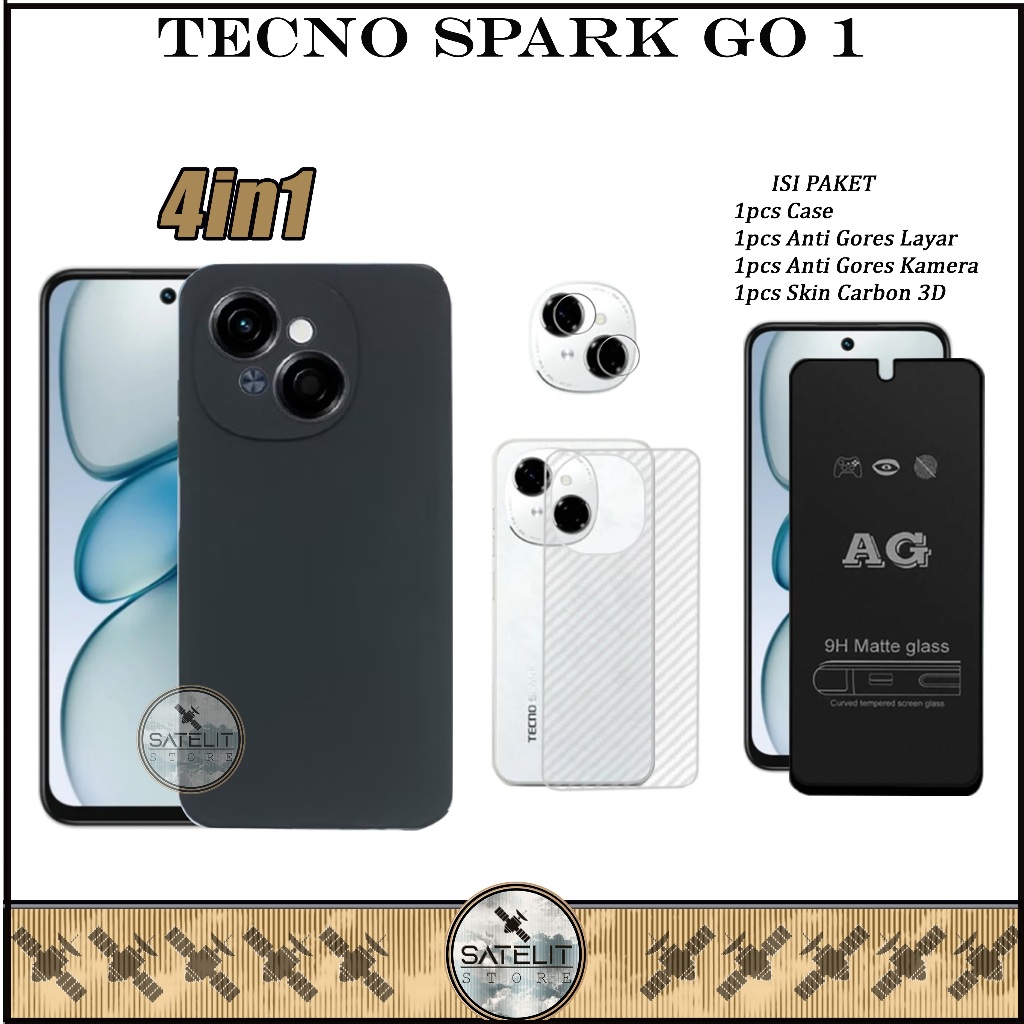 Tecno Spark GO1 30C Softcase Liquid Black 4in1 Package | Shopee Malaysia