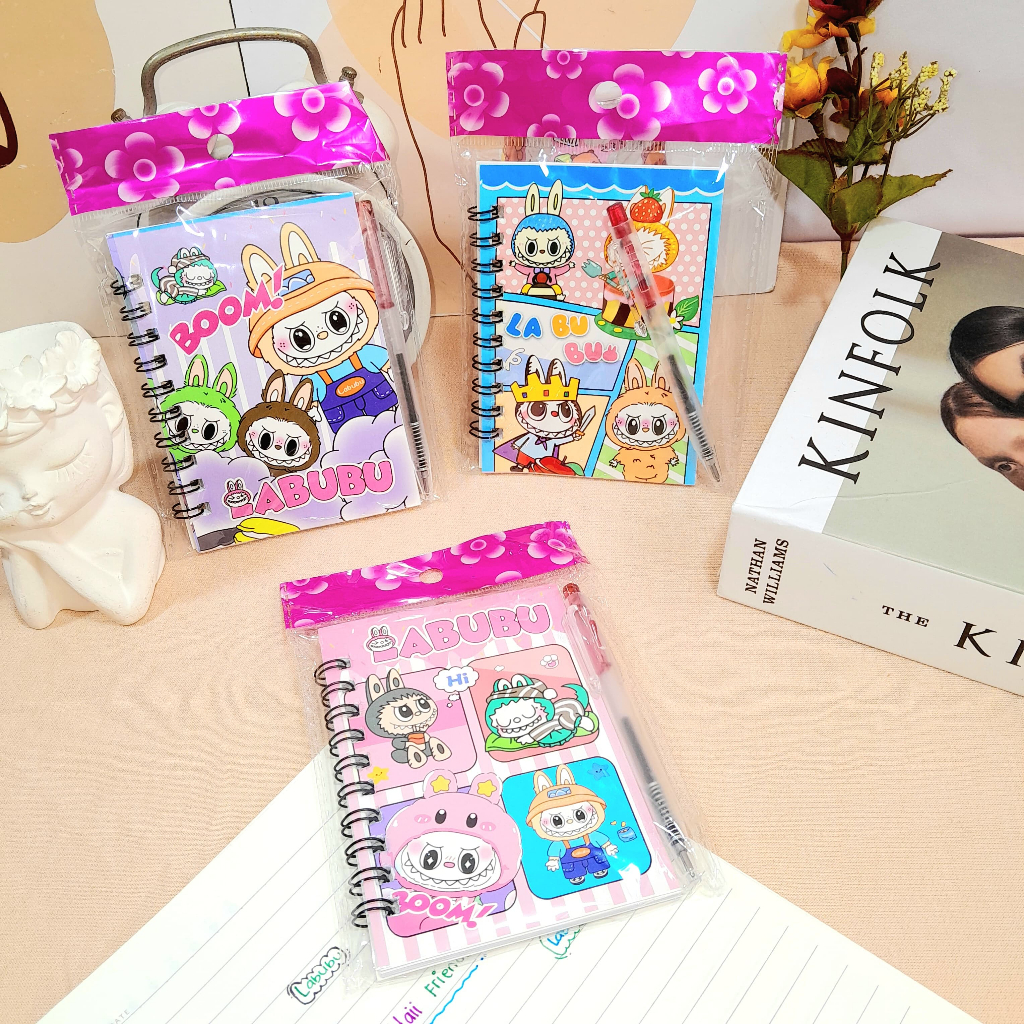 Mini LABUBU Binder Book A7 Size + FREE 1 Pen Ready 3 Color Variants ...