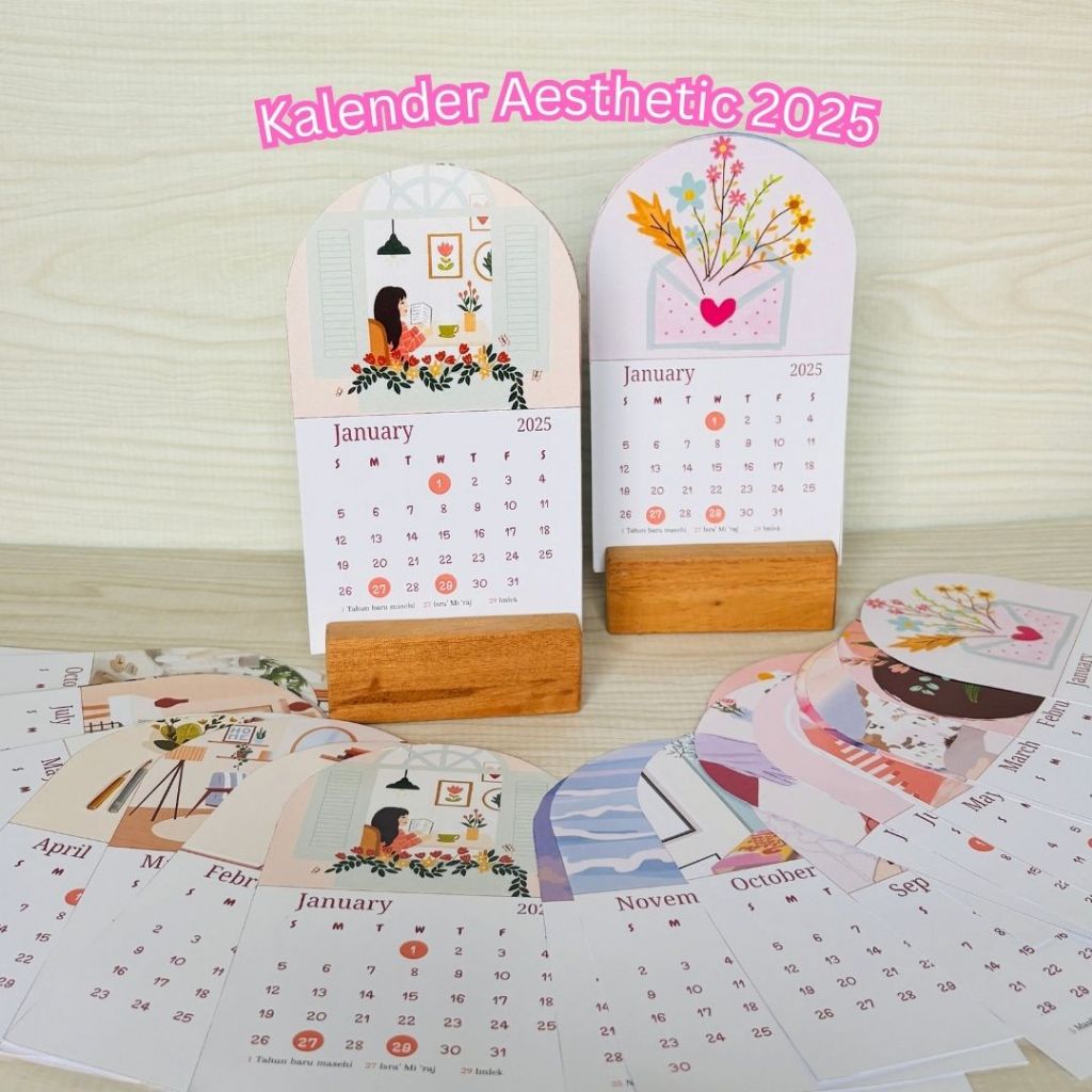 Aesthetic Desk Calendar 2025 | Mini 2025 calendar sitting souvenir ...