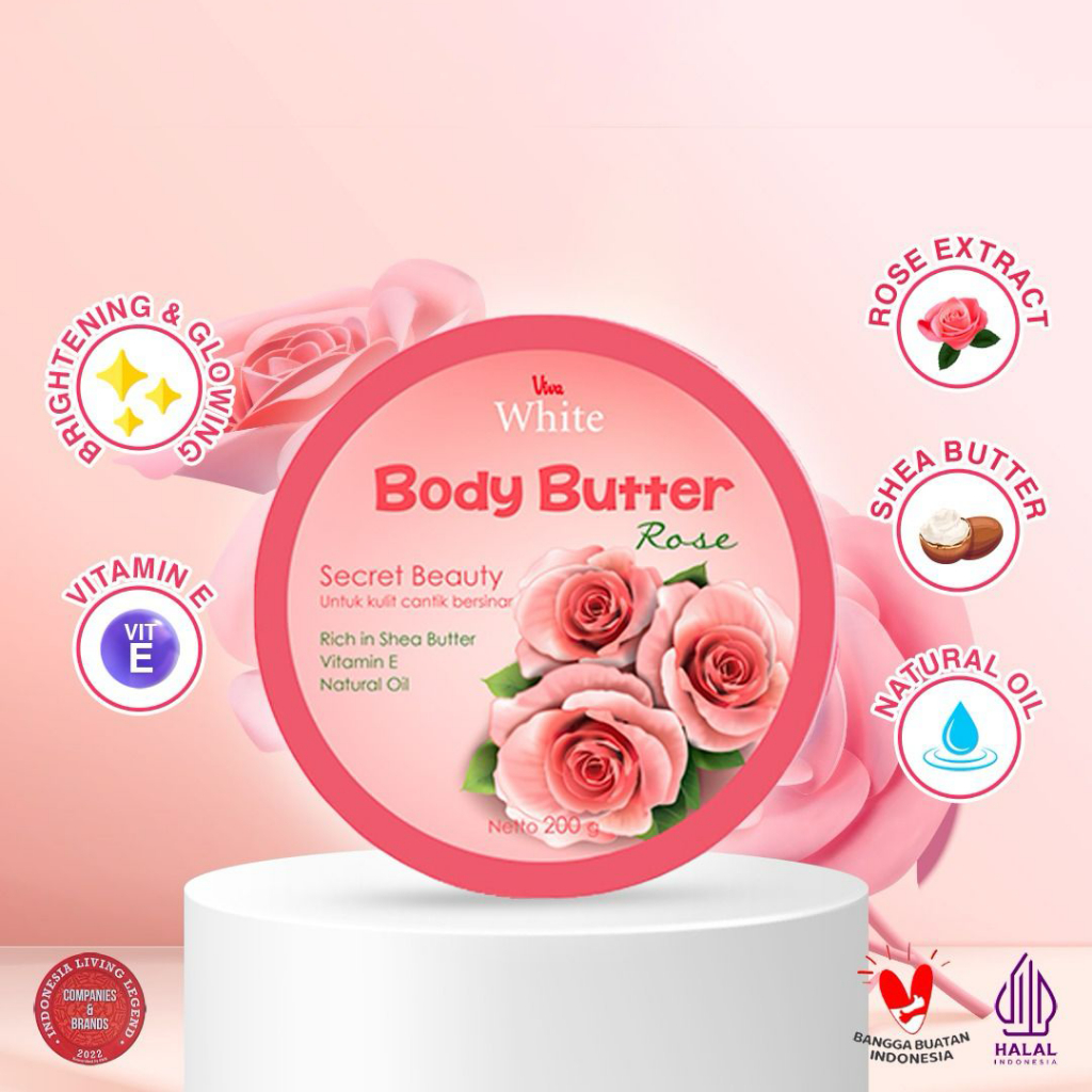 Viva White Body Butter with Rose Extract, Vit E & Shea Butter (200g ...