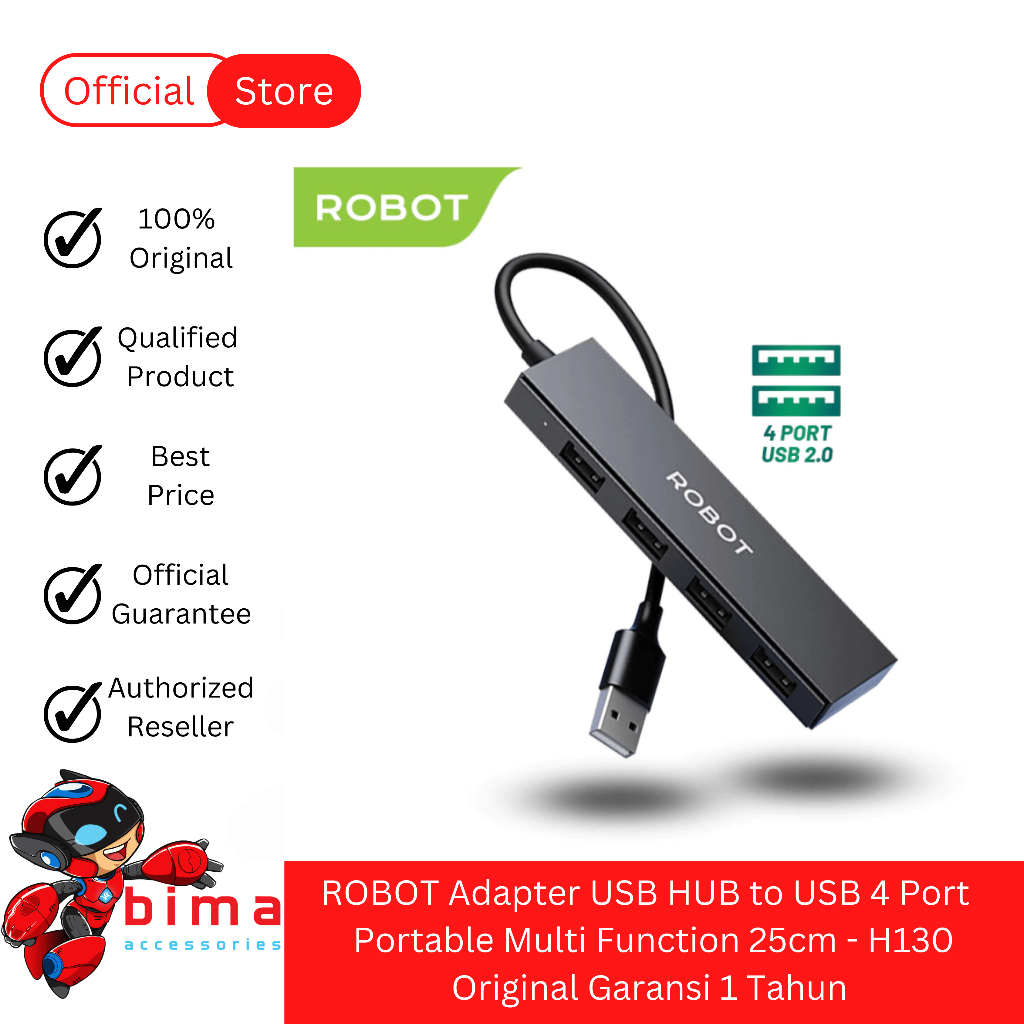 Robot USB HUB Extension 4 Port Computer Desktop Laptop Cable 25cm ...