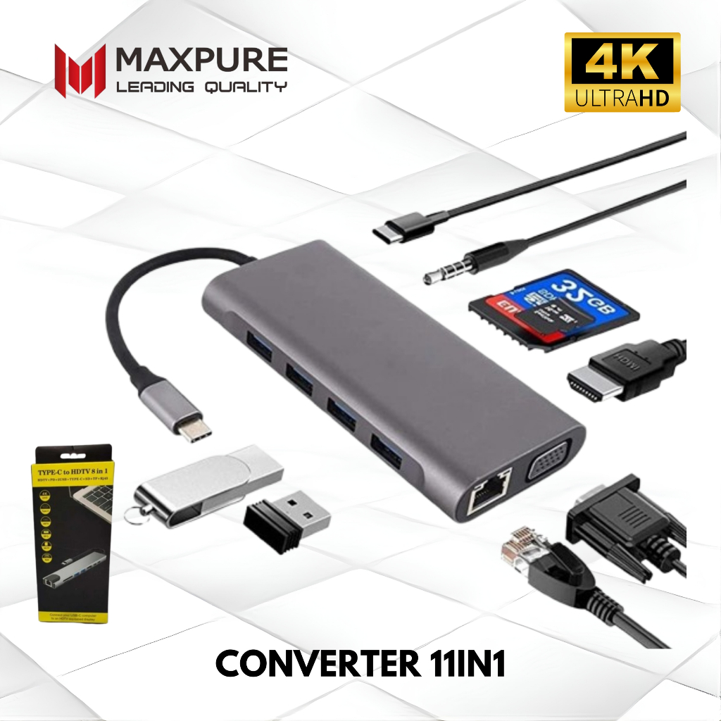 Type C to Multi-Ports Connector 11in1 Multiports Adapter Converter ...