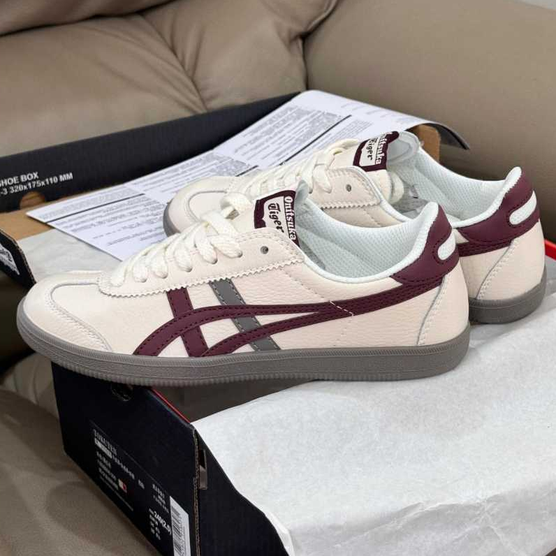 Onitsuka Tokuten White Burgundy Gray / White Maroon Gray Shoes | Shopee ...