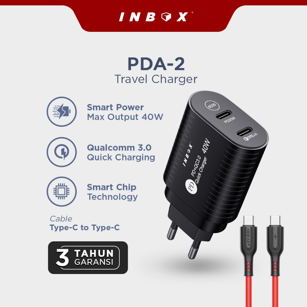 Inbox PDA-2 40W QC 3.0 Smart Chip Charger Adapter 2 ports FAST CHARGING ...
