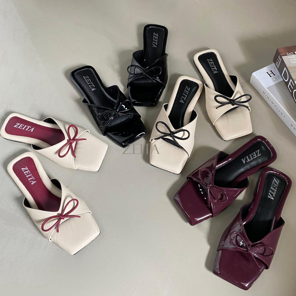 ZENITA Women's Ribbon Sandals, Latest Coquette Maroon and burgundy Flat ...