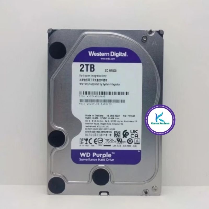 Cctv Hard Disk 2TB/ 1TB/ 500GB WD Purple/ Skyhawk SATA 3.5 HDD For CCTV ...