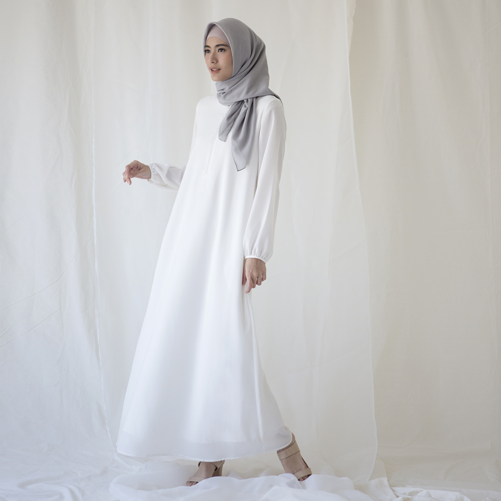 OFFWHITE PUTIH UNGU HITAM Basic Sada by Aska Label - Plain Gamis with pockets and busui friendly ...