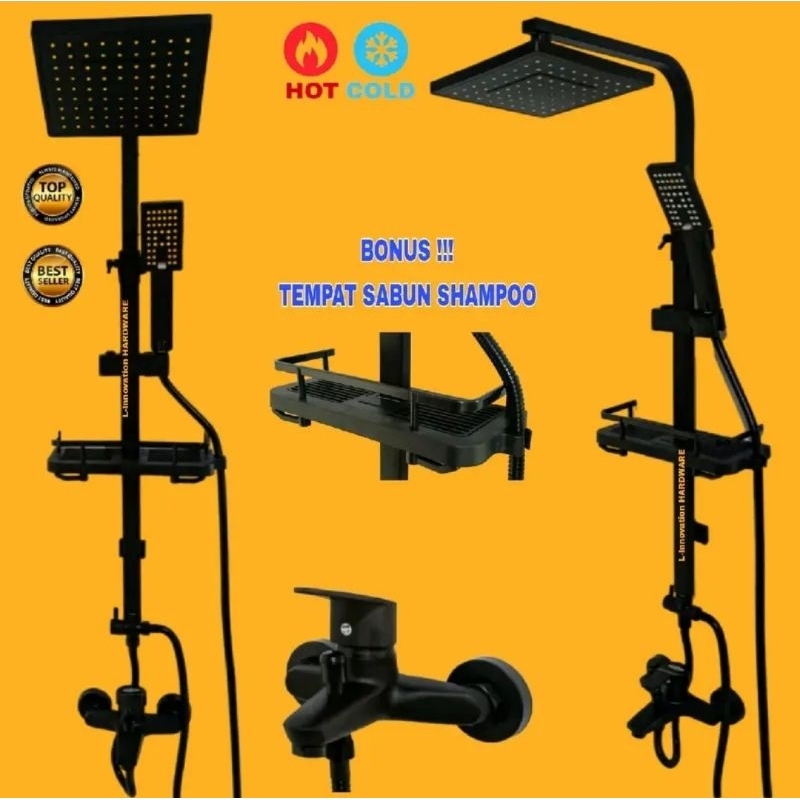 HITAM Shower pole column set brass hot and cold water faucet mixer tap ...