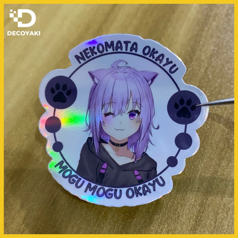 Okayu Vtuber Nekomata Hologram Sticker, Okayu Nekomata Sticker | Shopee ...