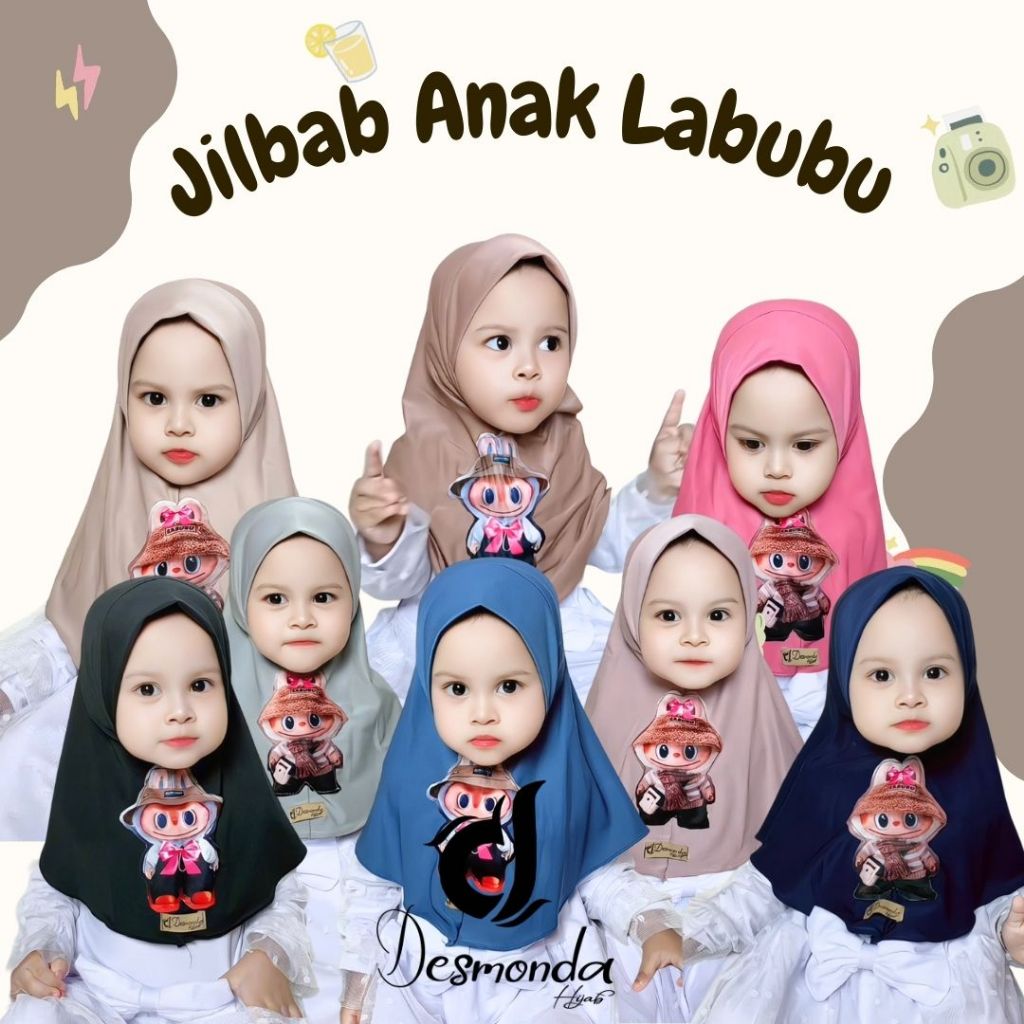 Labubu Children's Hijab aged 0-3 years Viral | Shopee Malaysia