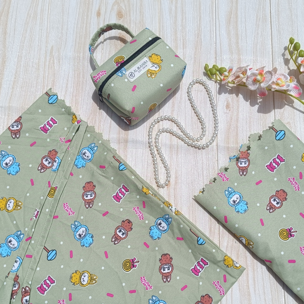 KATUN LABUBU Children's Mukena Zipper 6-12 years Micro Cotton with ...