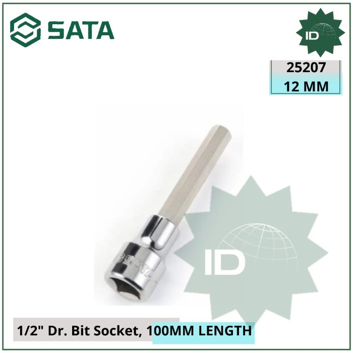 SOCKET 25207 1/2" DR. 100L HEX BIT SOCKET 12MM SATA | Shopee Malaysia