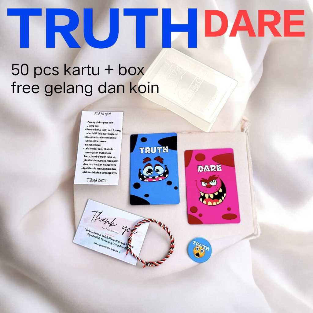 Truth or Dare Card Game contains 50 cards, free bracelet and coins ...