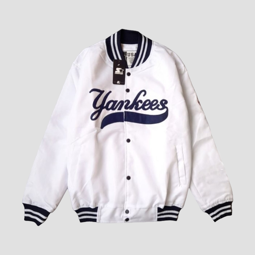 PUTIH Jumpshot Latest Cool Full Embroidery White Varsity Bomber Jacket ...