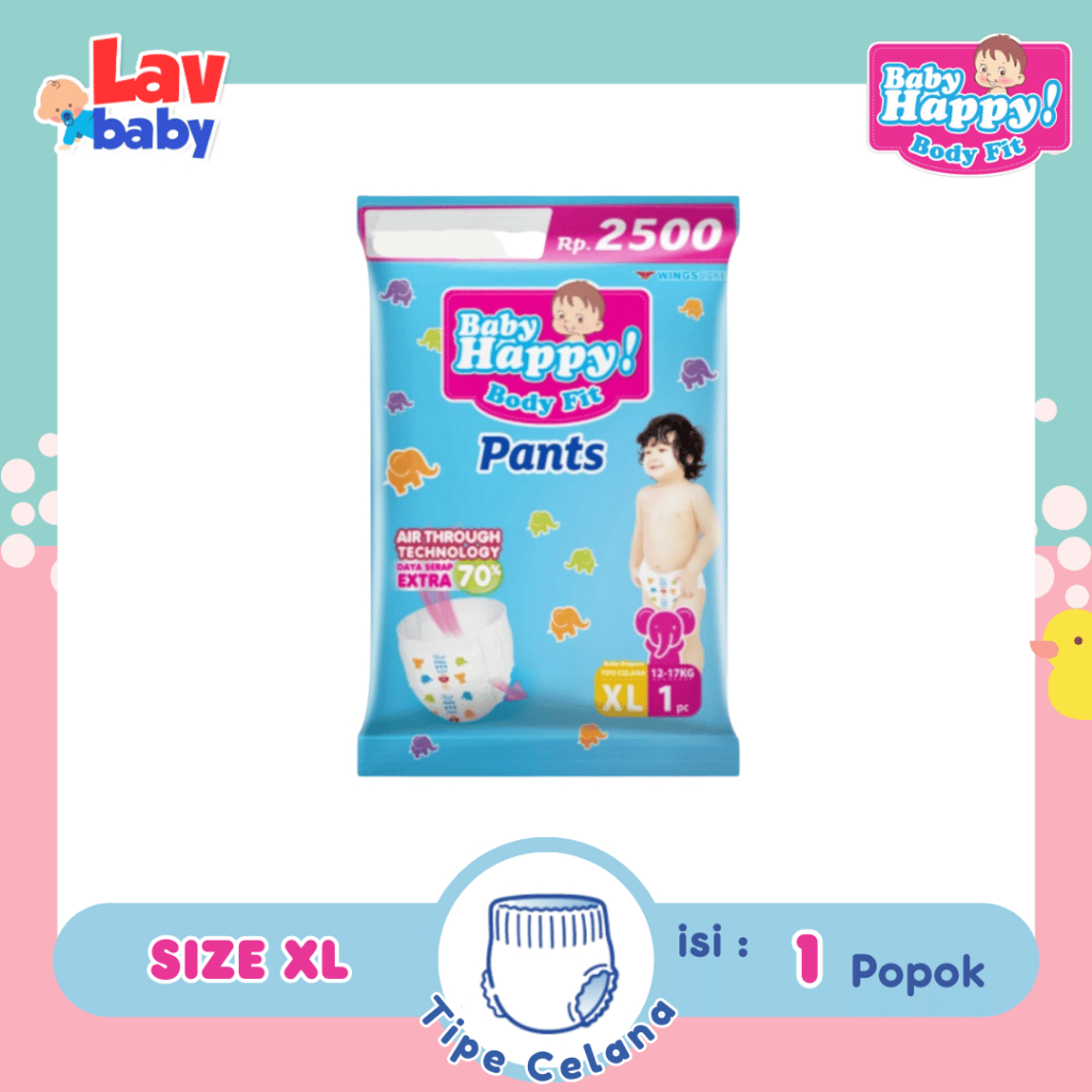 Happy Baby Body Fit Pants Diaper Pants Sachet XL 1 XL1 | Shopee Malaysia