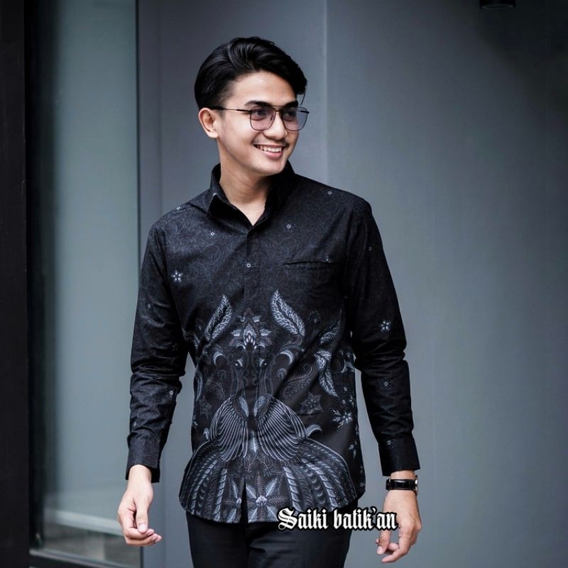 Batik Pekalongan Men's Tops, Modern Long Sleeve Work Clothes, Can Be ...