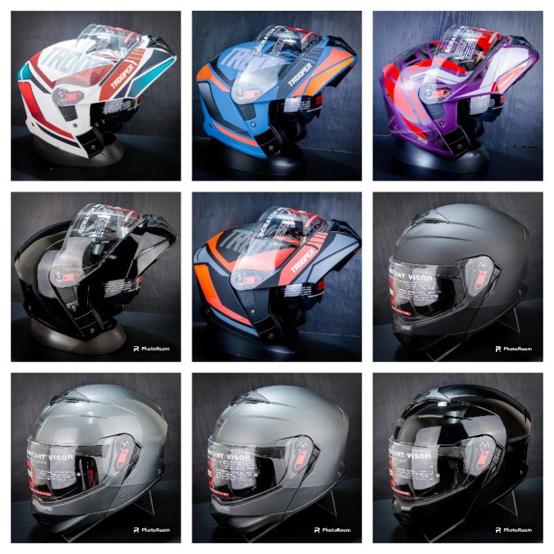 Solid MODULAR DIFTER HELMET STUDS | Matt BLACK | Double VISOR | Can BE ...