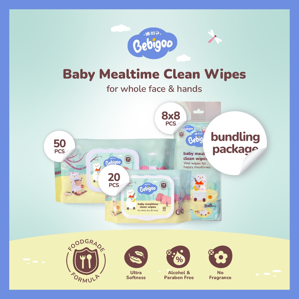 Bebigoo Baby Wet Wipes Baby Mealtime Tissue Clean Wet Wipes Bundling ...